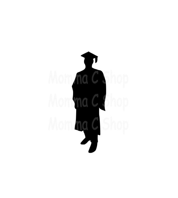 Graduation Cap and Gown SVG Instant Digital Download One Color | Etsy
