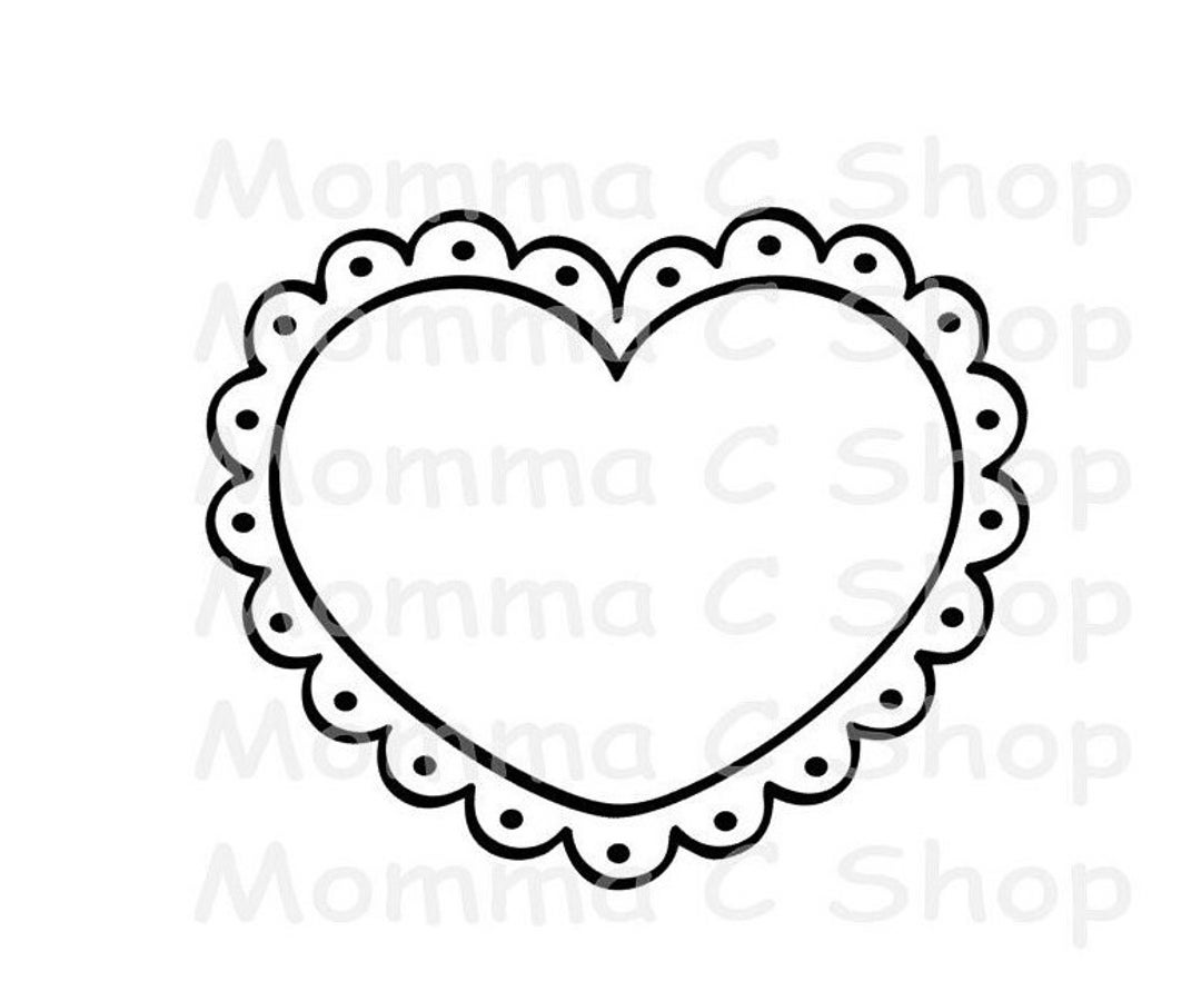 Lace Scalloped Heart SVG Valentines Day Love Romance Sweetheart Lovers ...