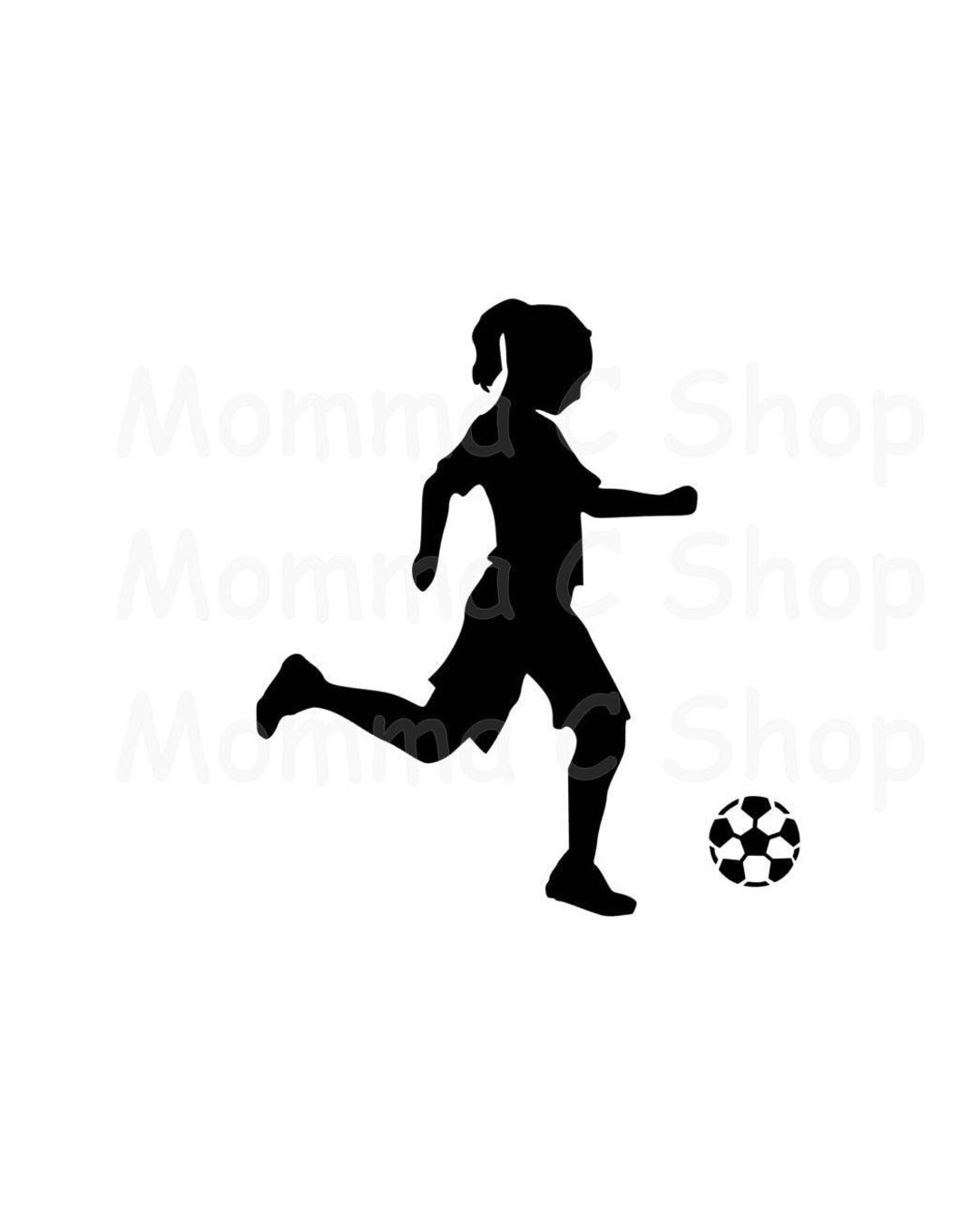 Girl Female Soccer SVG and JPEG Instant Digital Download One Color File ...