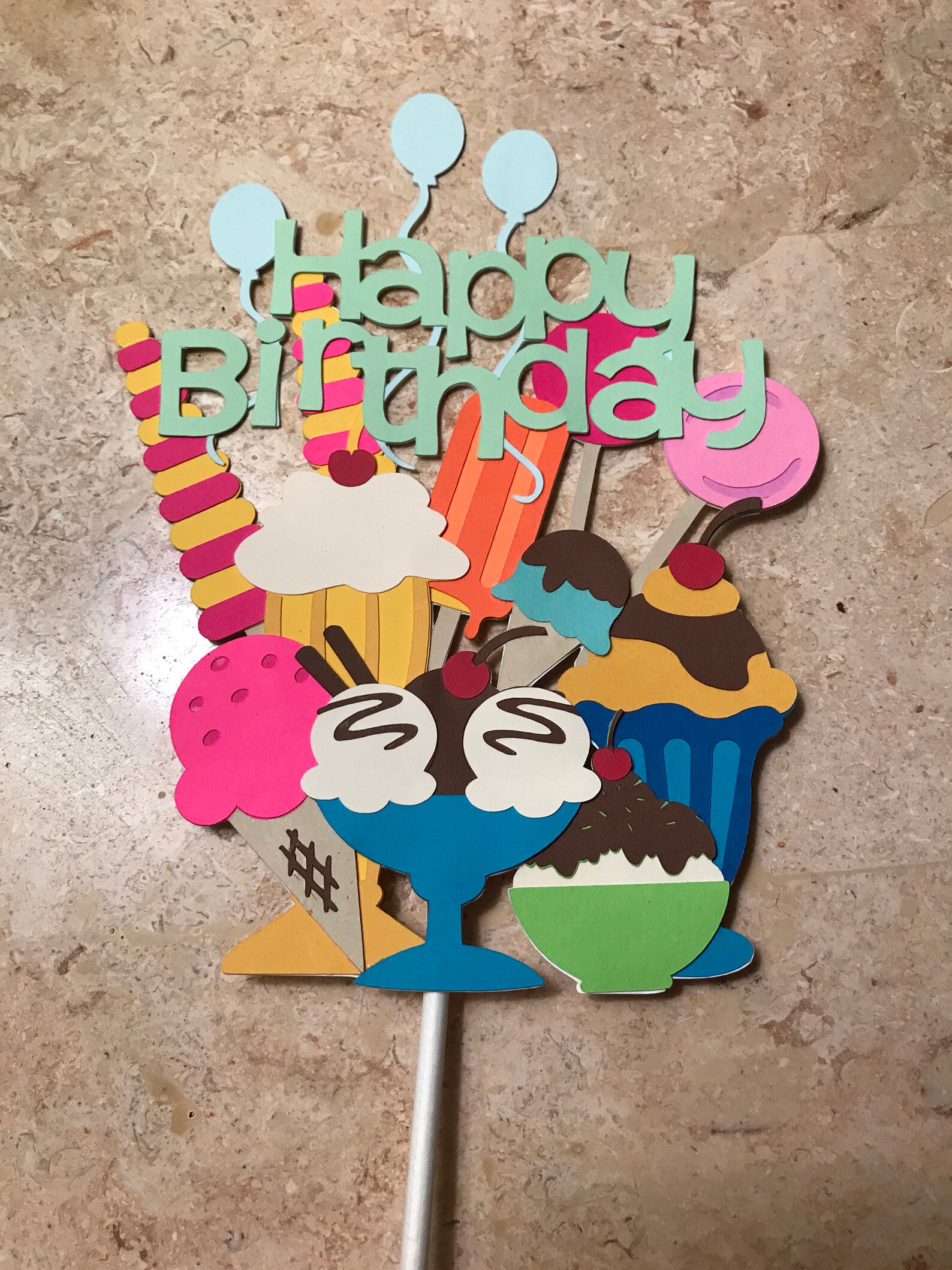 Ice Cream Cake Topper/ Birthday Themed Ice Cream Party/nation Ice Cream ...