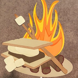 Smores Cake Topper, Campfire Centerpieces, Camping Themed Party - Etsy