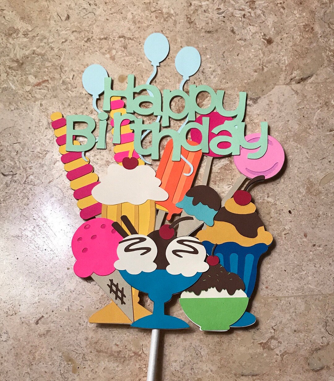 Ice Cream Cake Topper/ Birthday Themed Ice Cream Party/nation Ice Cream ...