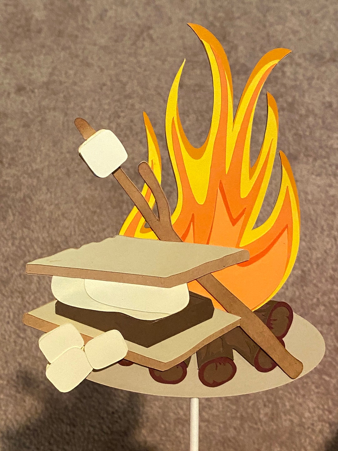S’mores Cake Topper, Campfire Centerpieces, Camping Themed Party - Etsy