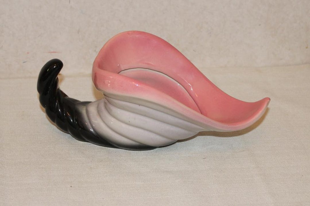 Vintage Hull Pottery Pink and Black Cornucopia Planter - Etsy