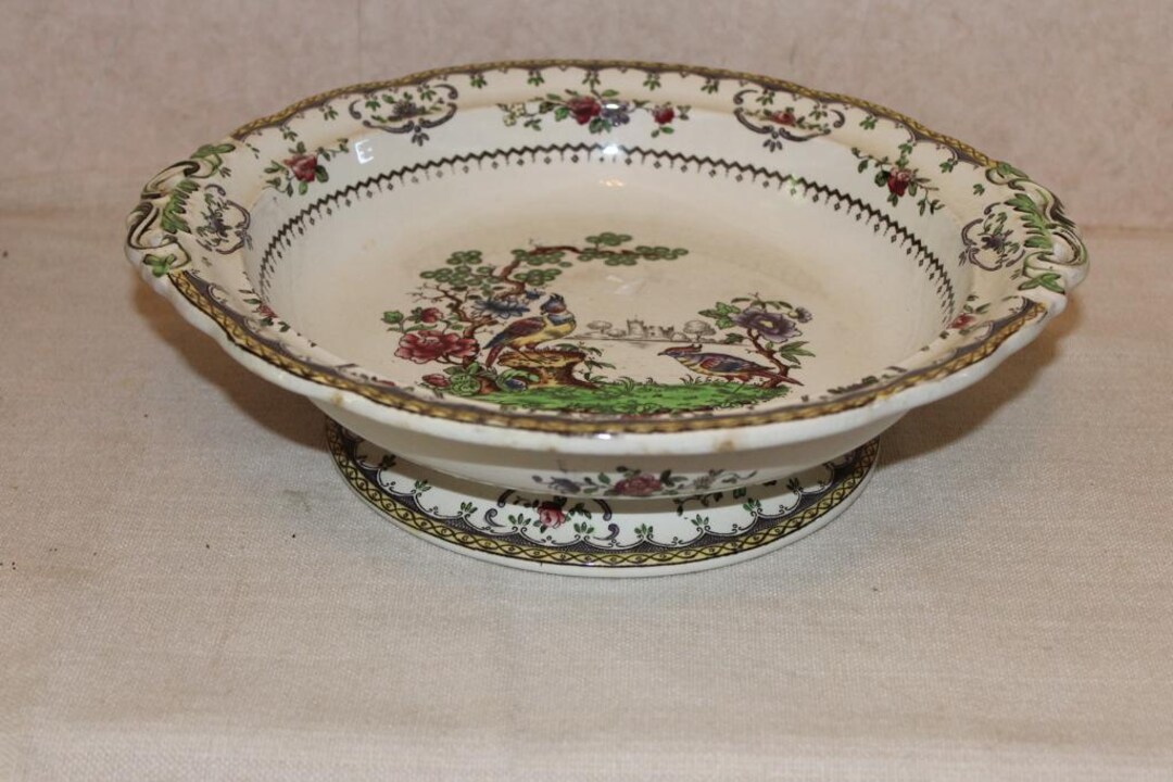 Vintage Copeland Chelsea Bird Pedestal Serving Bowl - Etsy