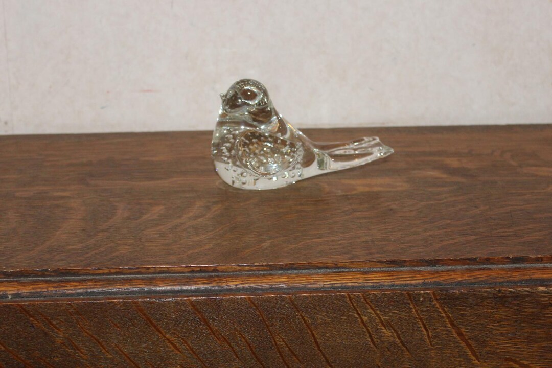 Vintage Clear Glass Bird Figurine With Controlled Bubbles Paperweight ...