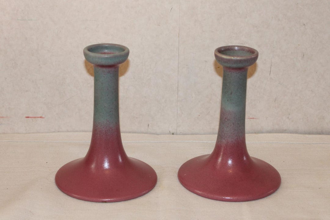 RARE Vintage Niloak Pottery Mauve Candlesticks - Set of 2 - Etsy