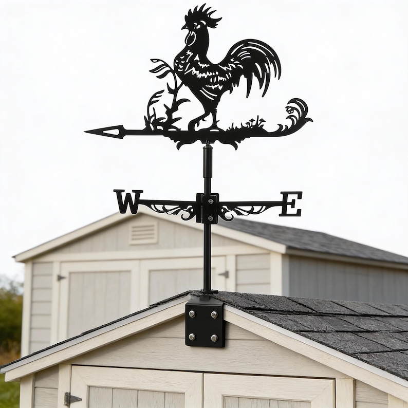 Iron Rooster Weather Vane – Vintage Metal Wind Direction Garden Roof ...