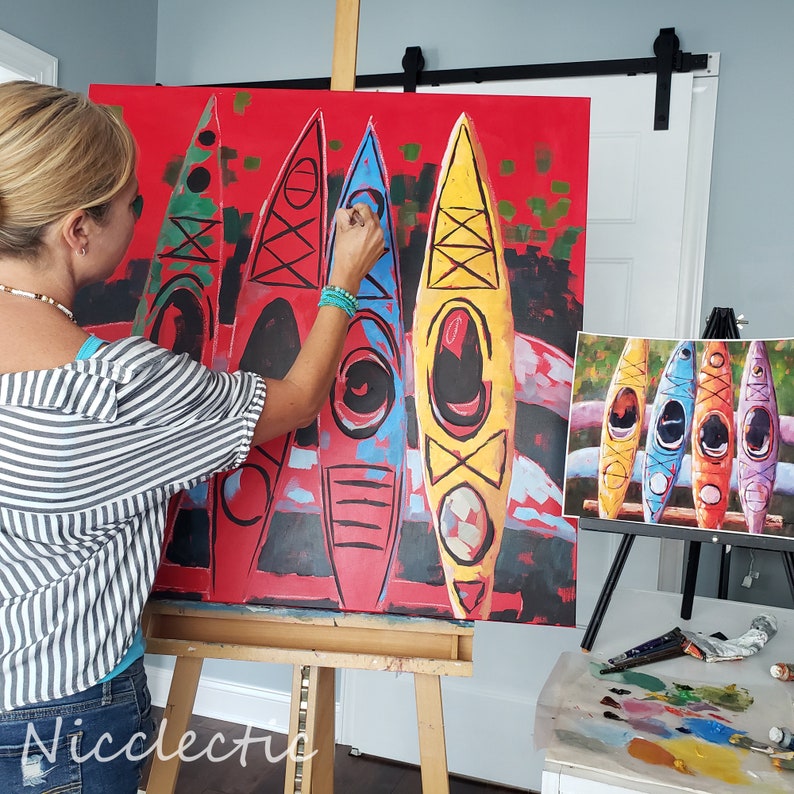 Colorful Kayaks Lake House Decor Red Kayak Gifts for Dad - Etsy