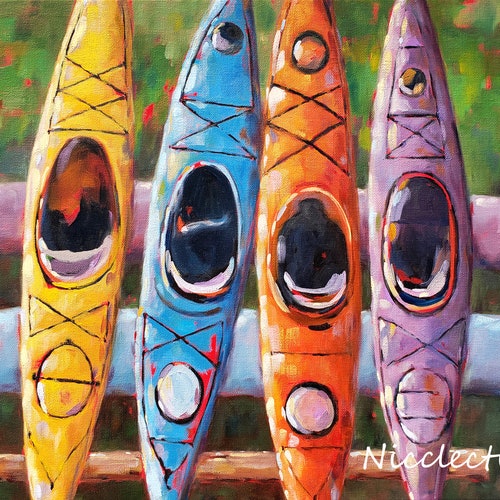 Colorful Kayaks Lake House Decor Red Kayak Gifts for Dad - Etsy