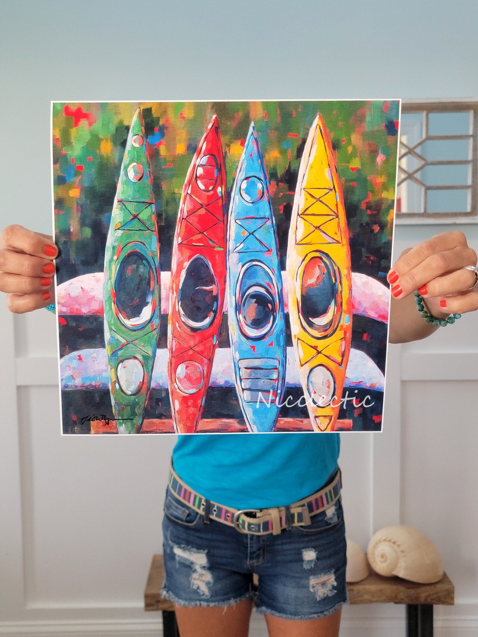 Colorful Kayaks Lake House Decor Red Kayak Gifts for Dad - Etsy