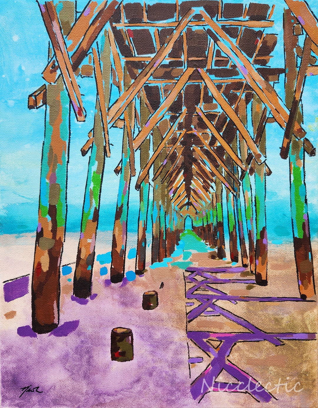 Surf City Pier Painting: Topsail Island Coastal Decor (11x14 Inches) - Etsy