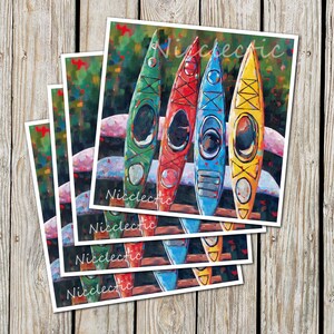 Colorful Kayaks, Lake House Decor, Red Kayak Gifts for Dad, Mountain ...