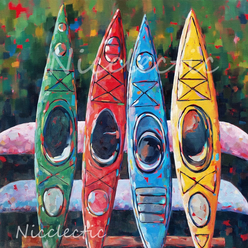 Colorful Kayaks Lake House Decor Red Kayak Gifts for Dad - Etsy
