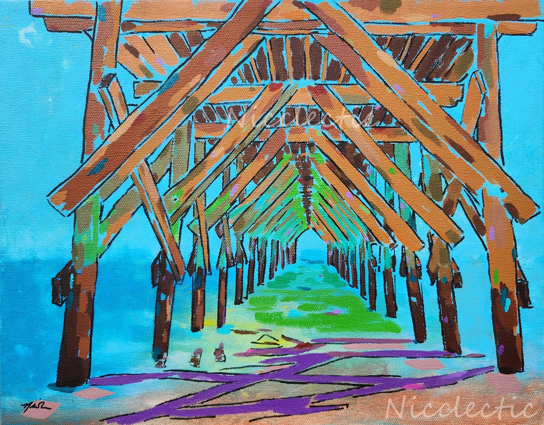 Beach Drawings and Paintings, Pier Over the Ocean, Wrightsville Beach ...