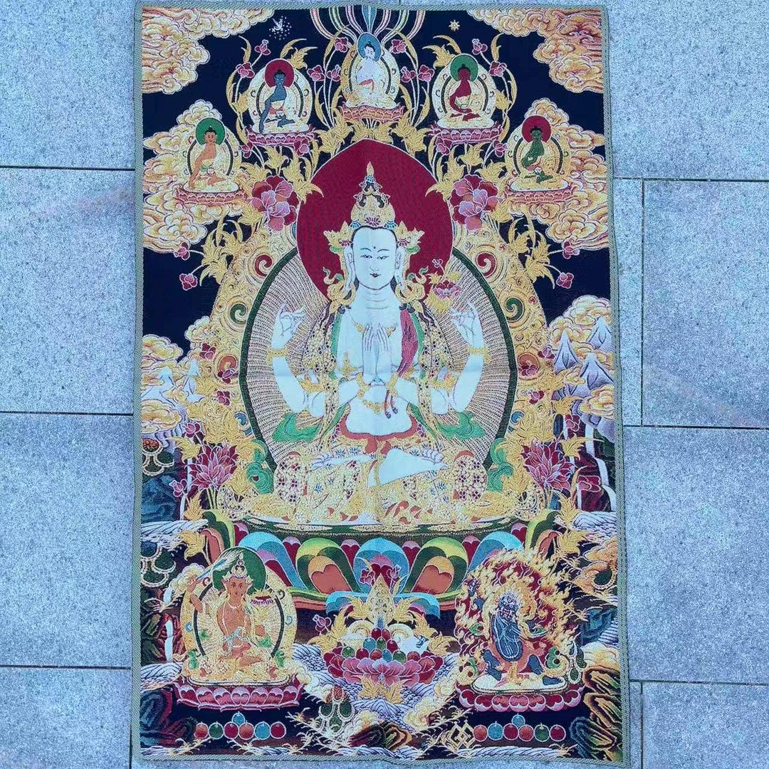 Gold Pattern Dorje Thangka Hanging Tibetan Cultural Home Decor Zen Art ...