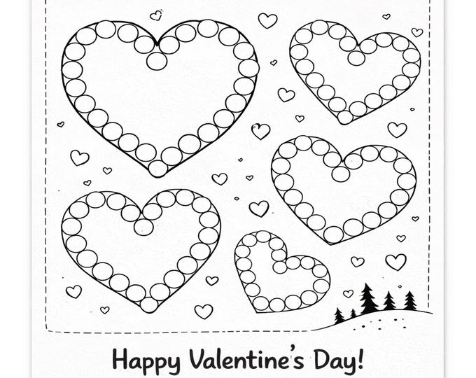 Valentine Dot Art Worksheet | Fine Motor & OT Printable | Valentine Dab ...