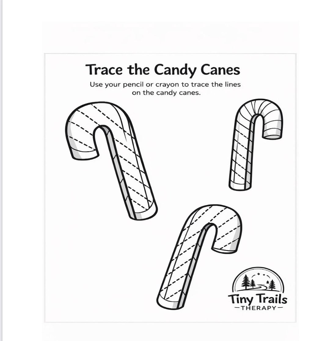 Trace the Candy Cane | Christmas Prewriting Worksheet | Pencil Control ...