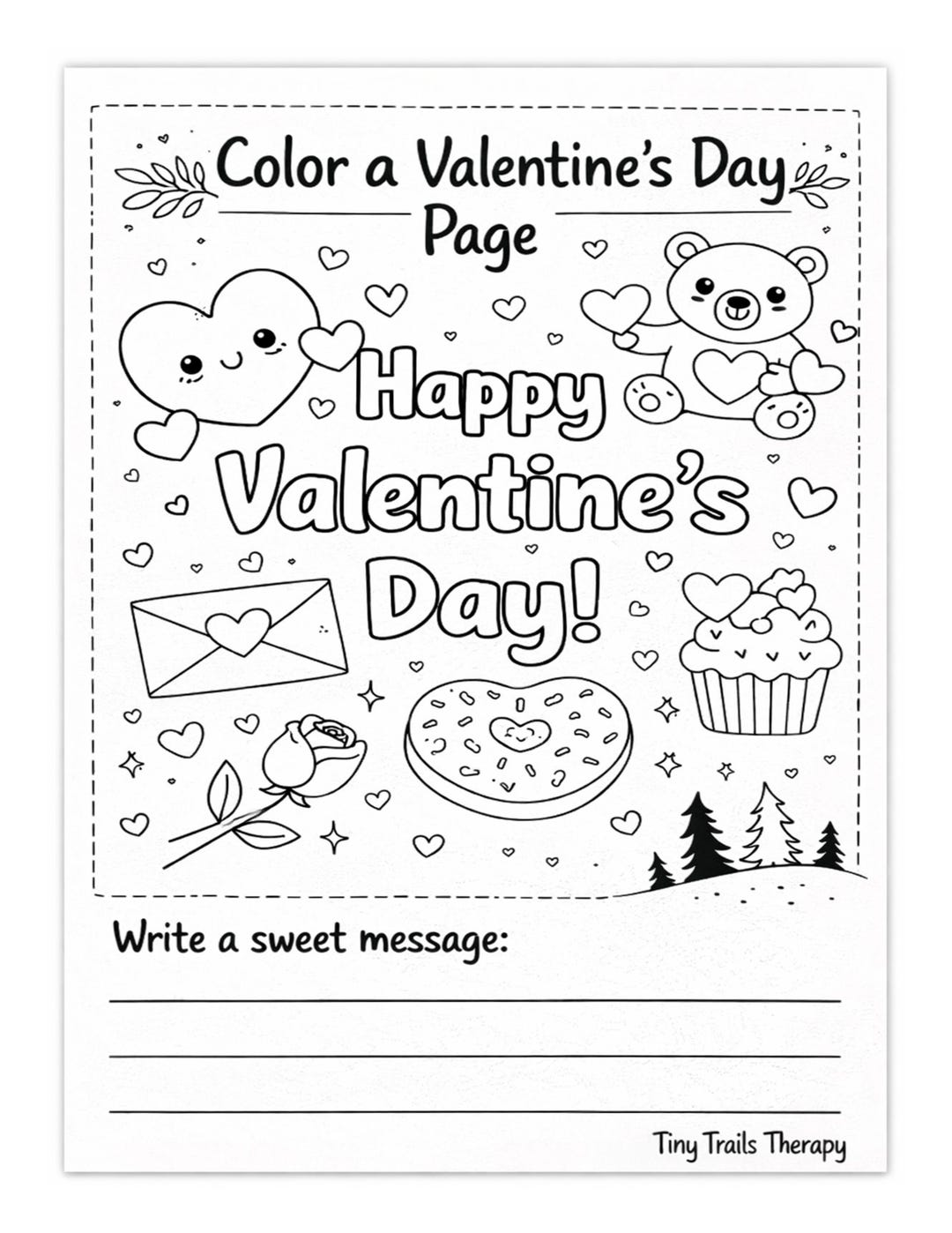 Valentine’s Day Coloring Worksheet | Fine Motor & OT Printable ...