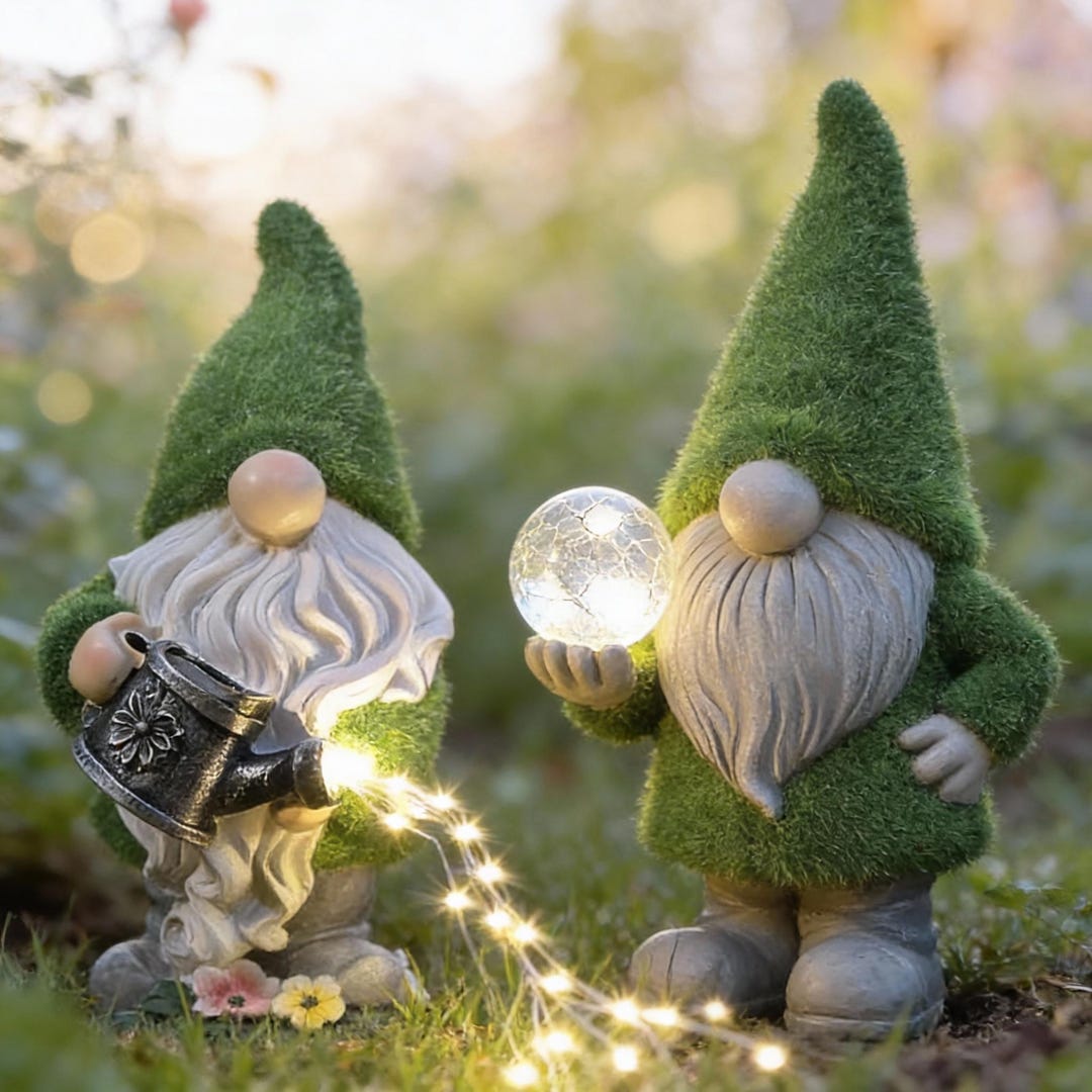 Solar Garden Gnome Light, Watering Can Statue, Outdoor Yard Decor - Etsy