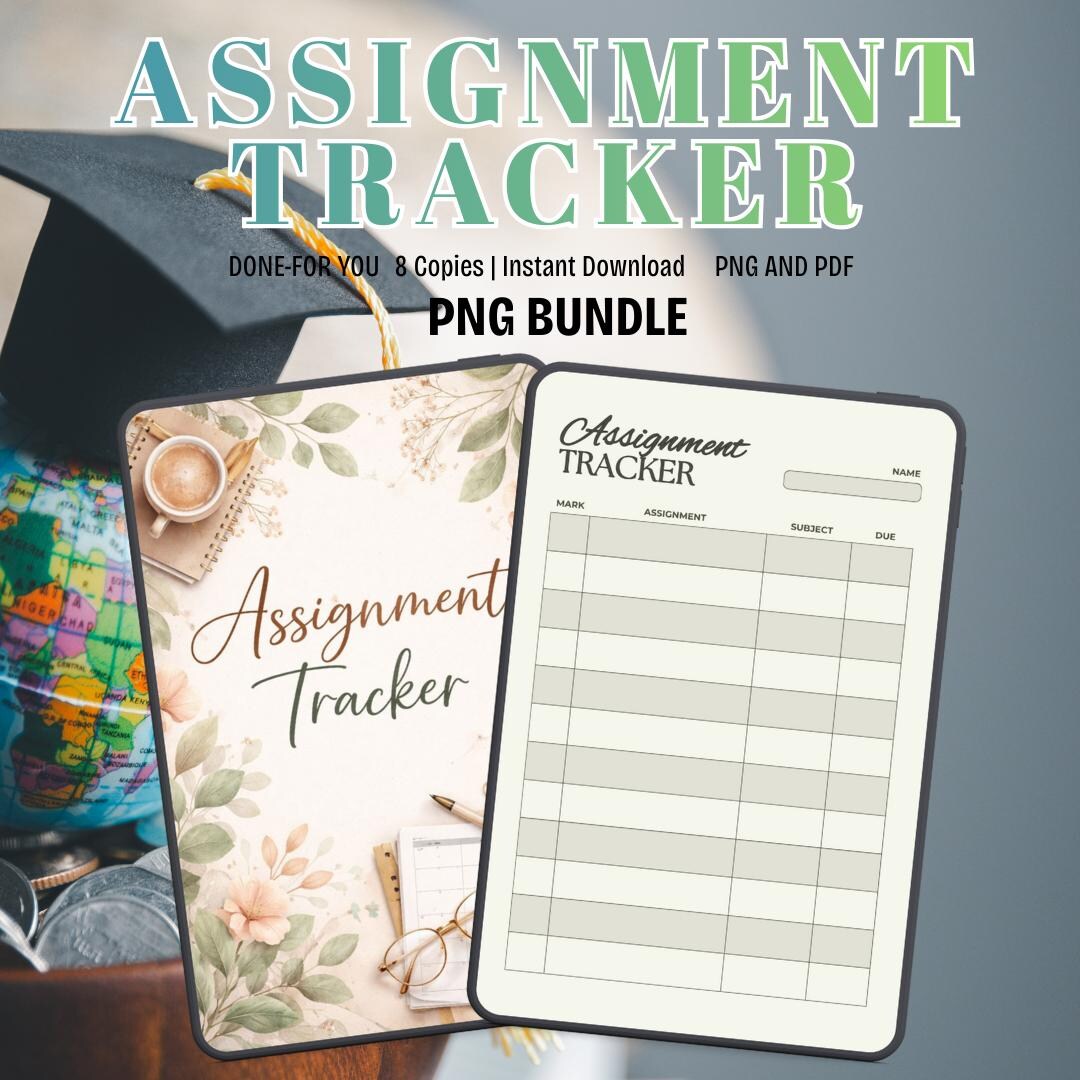Assignment Tracker PDF PNG | Student Homework & Study Planner | School ...