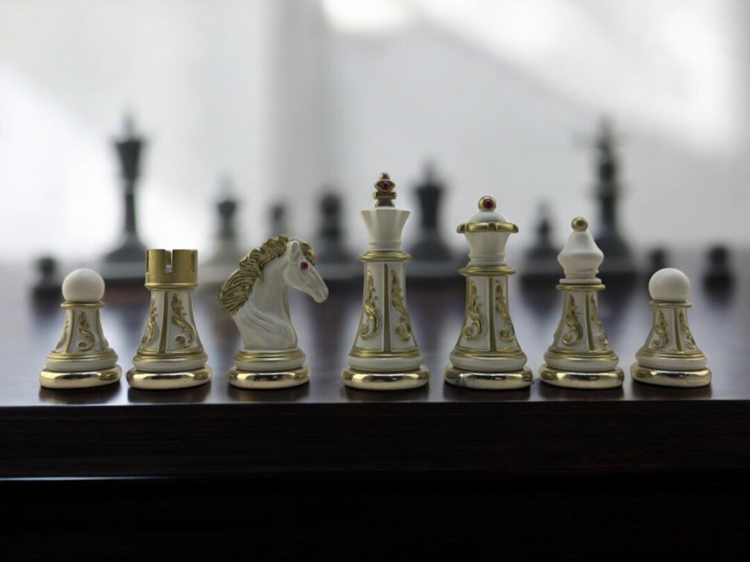Premium Large Classic Metal Chess Pieces, Handcrafted Heavy Zamak Chess ...