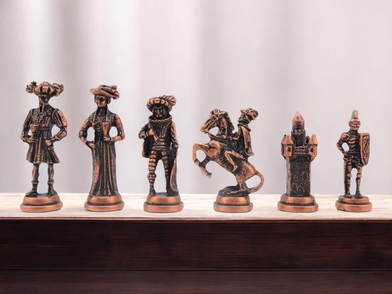 Large Metal Chess Set With Spanish Royal Figures, MDF Chess Board ...