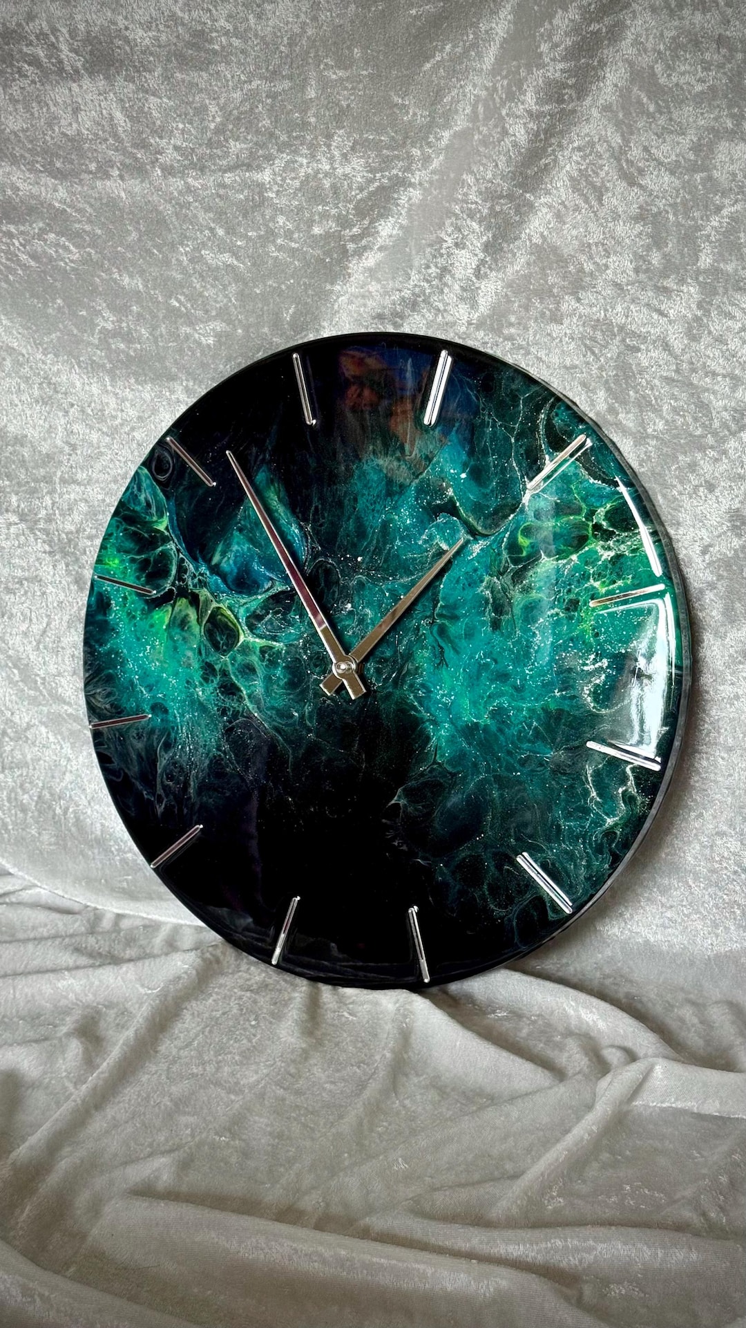 Resin Wall Clock 40 Cm, Abstract Ocean Epoxy Art Clock, Modern Handmade ...