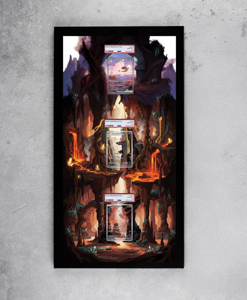 Charizard Pokemon Evolution Frame | 11x22 Inches | PSA Graded or Raw ...