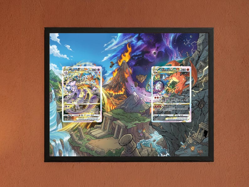 Mewtwo & Charizard VSTAR Pokémon Card Display Frame Gift | 10x8 Inches ...