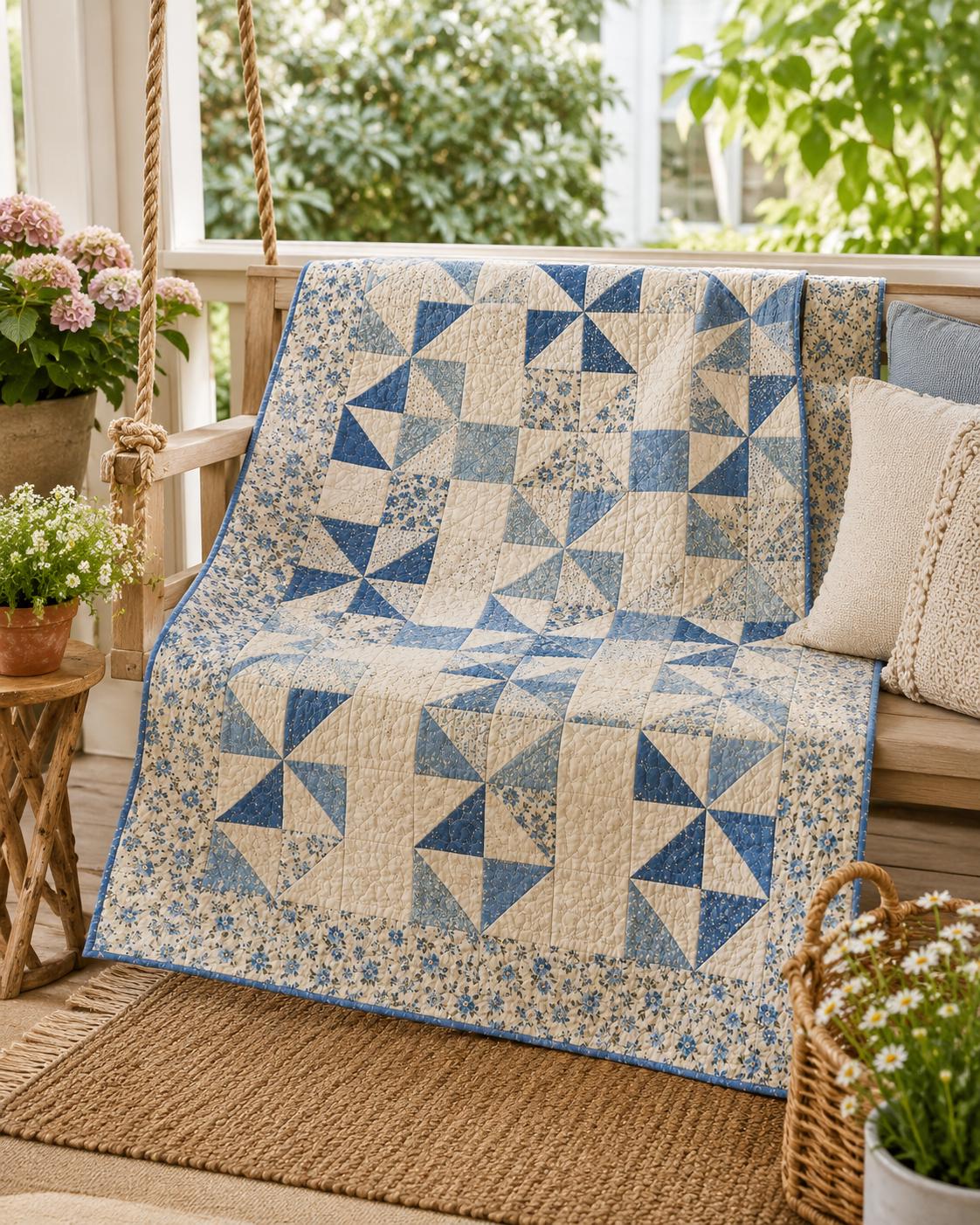 Bluebell Pinwheel Quilt Pattern PDF, Beginner Pinwheel Quilt Guide ...