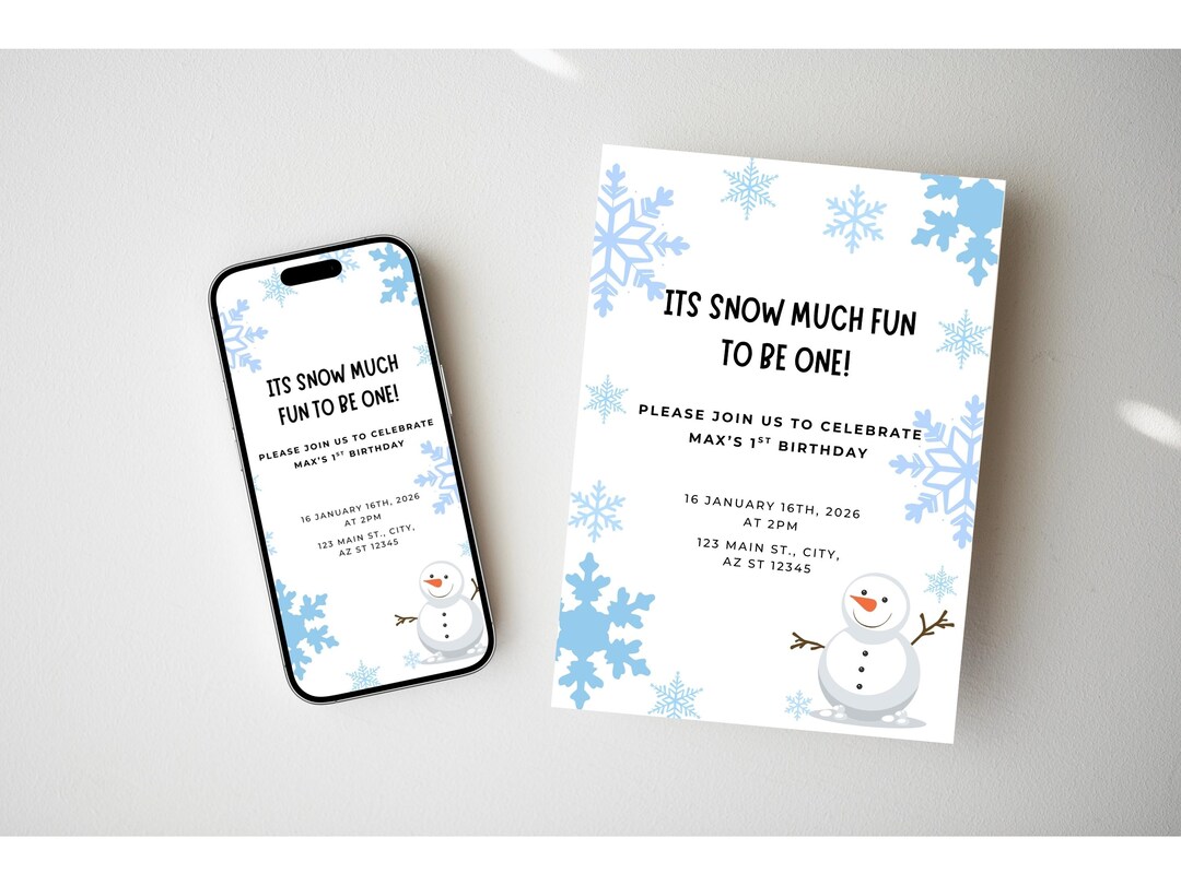 Its Snow Much Fun to Be One Invitation | Winter First Birthday Invite ...