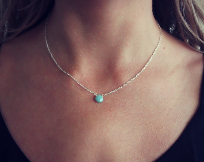 Sterling silver gemstone necklace Amazonite necklace silver | Etsy