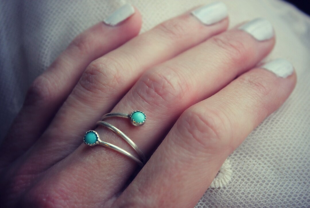 Turquoise Ring, Sterling Silver Ring, Stacking Ring, Midi Ring ...