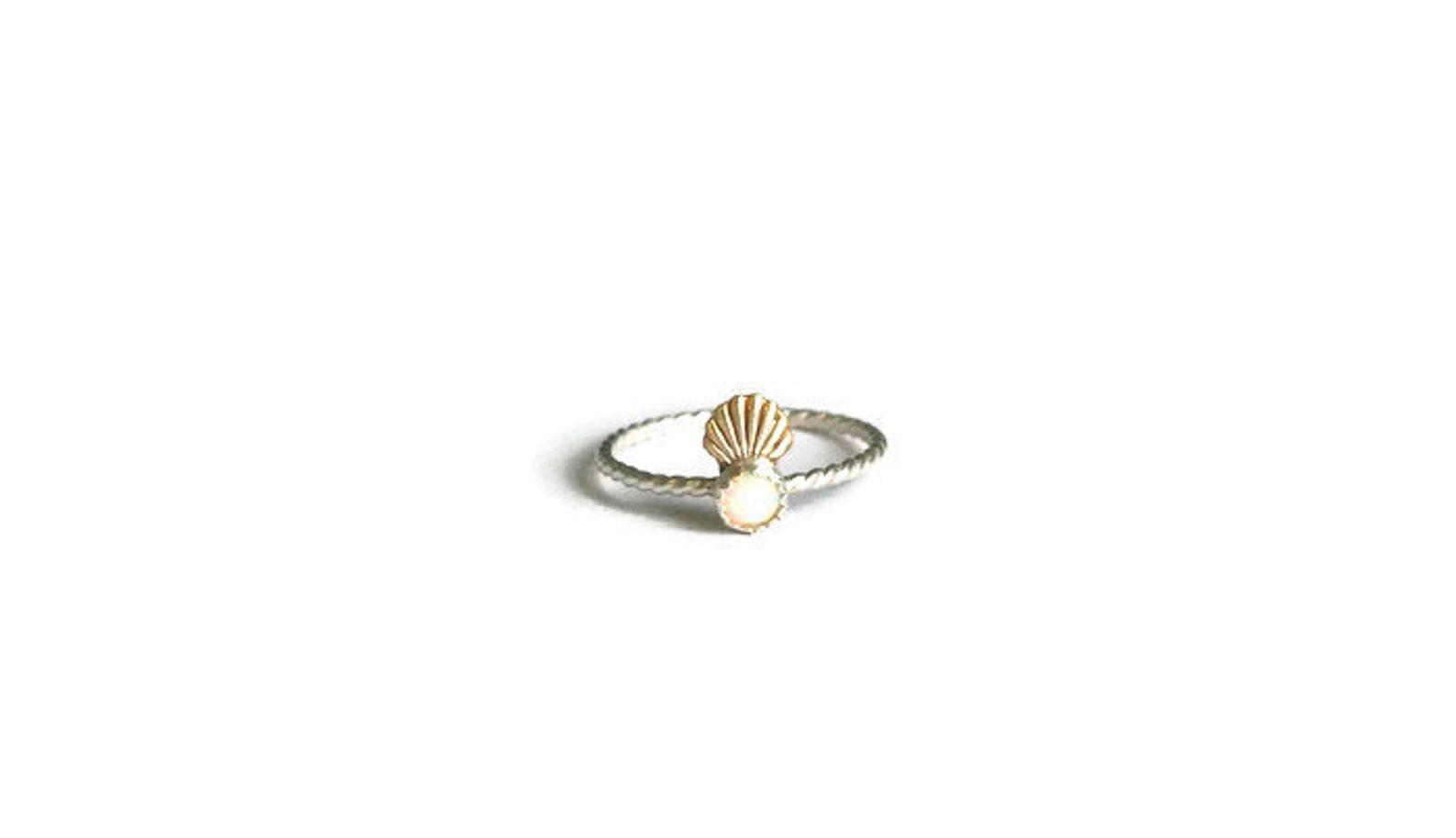 Opal Ring Shell Ring Mermaid Ring Sterling Silver Ring - Etsy