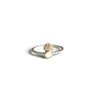 Opal Ring, Shell Ring, Mermaid Ring, Sterling Silver Ring, Stacking Ring, Midi Ring, Stackable ...
