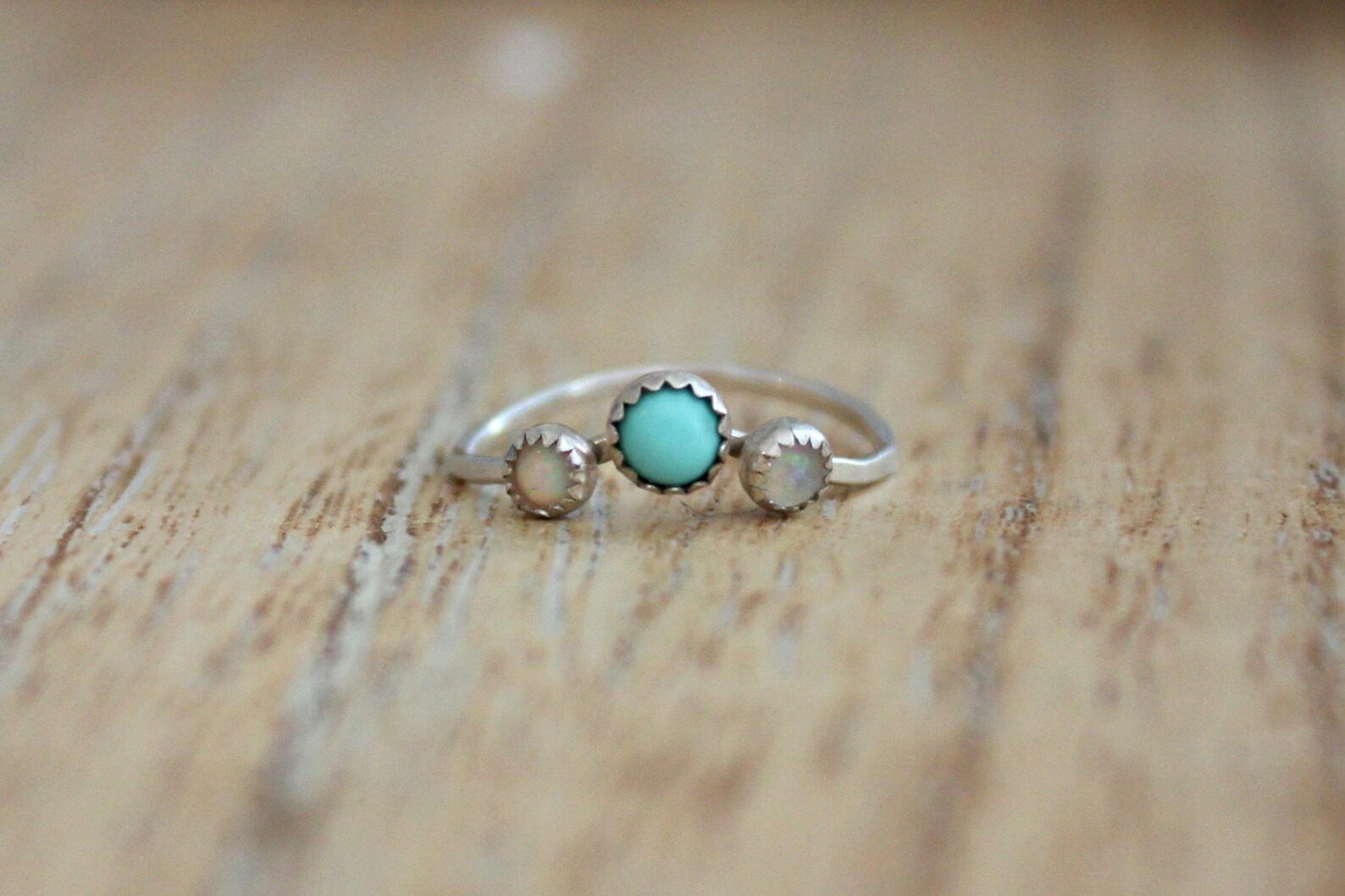 Turquoise and Opal ring Sterling silver ring stacking ring | Etsy