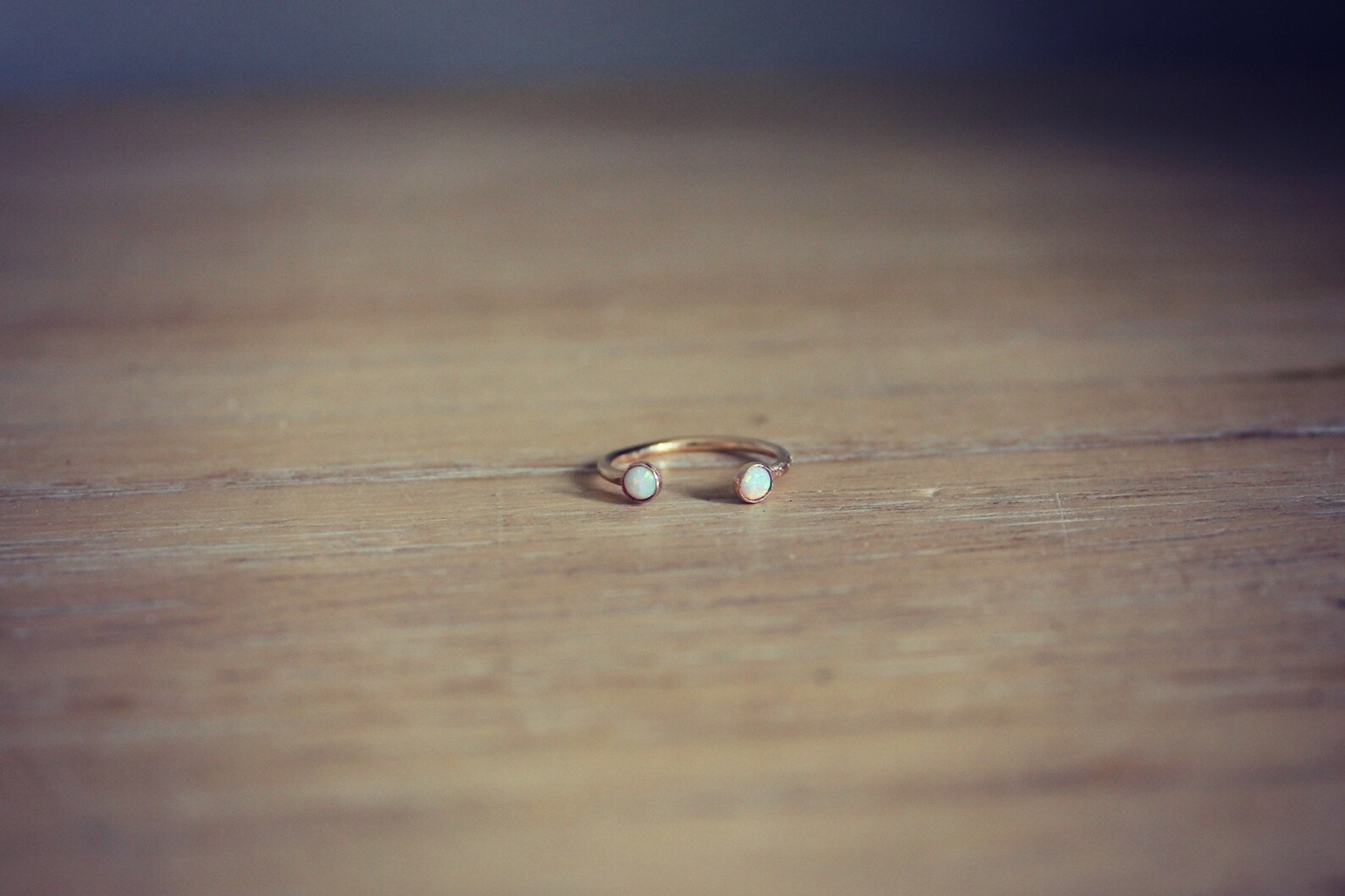 Gold Open Gemstone Ring Double Opal Ring 14k Gold Filled | Etsy