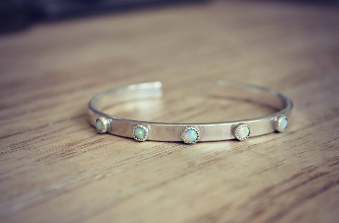 Opal Bracelet Silver Bracelet Sterling Silver Bangle - Etsy