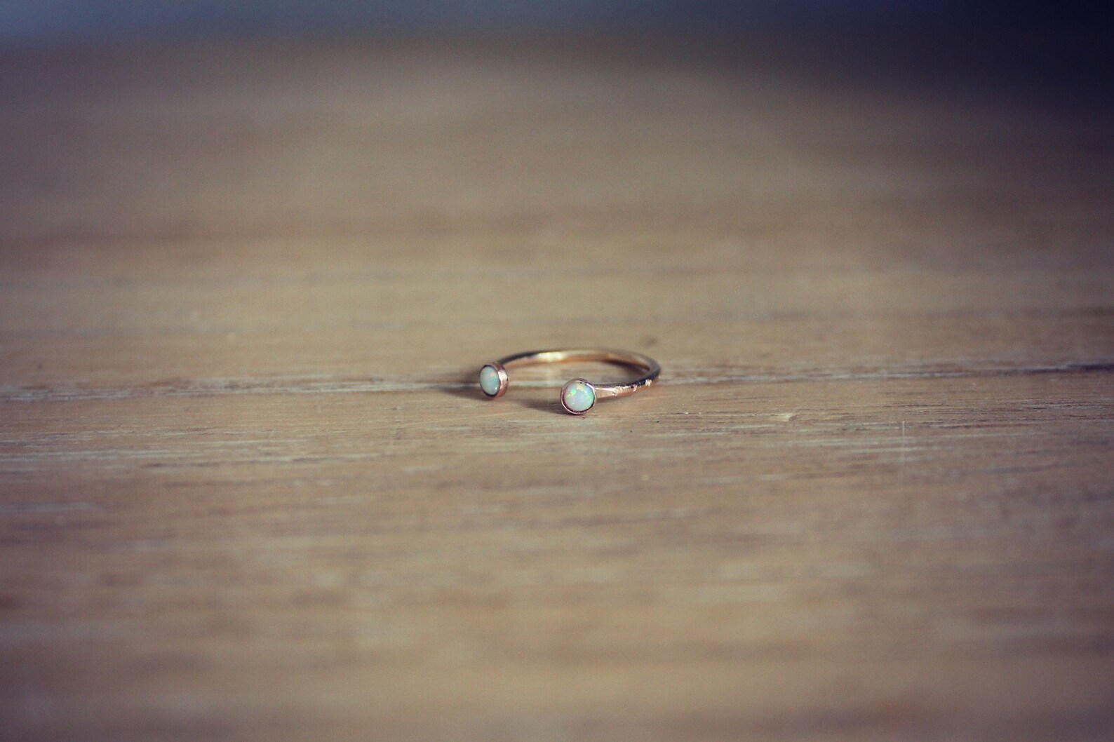 Gold Open Gemstone Ring Double Opal Ring 14k Gold Filled - Etsy