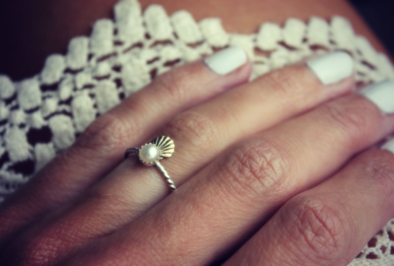 Pearl Ring Shell Ring Mermaid Ring Sterling Silver Ring - Etsy