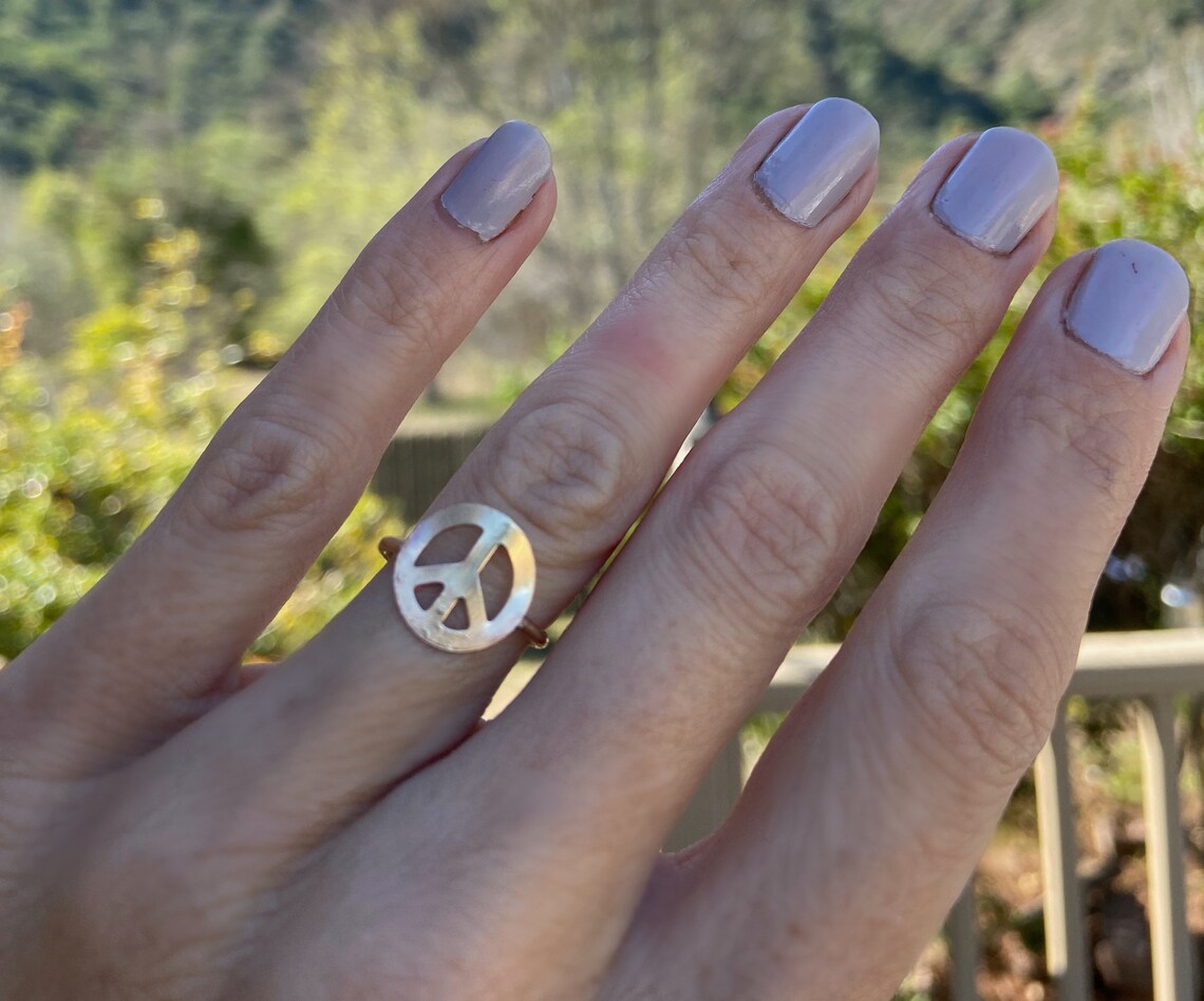 Gold Peace Symbol Ring 14k Gold Filled Ring Peace Sign Ring - Etsy