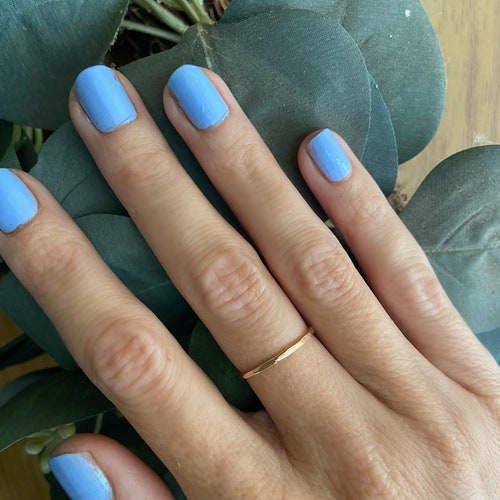 14k Gold Hammered Band Rustic Hammered Solid Gold Stacking | Etsy