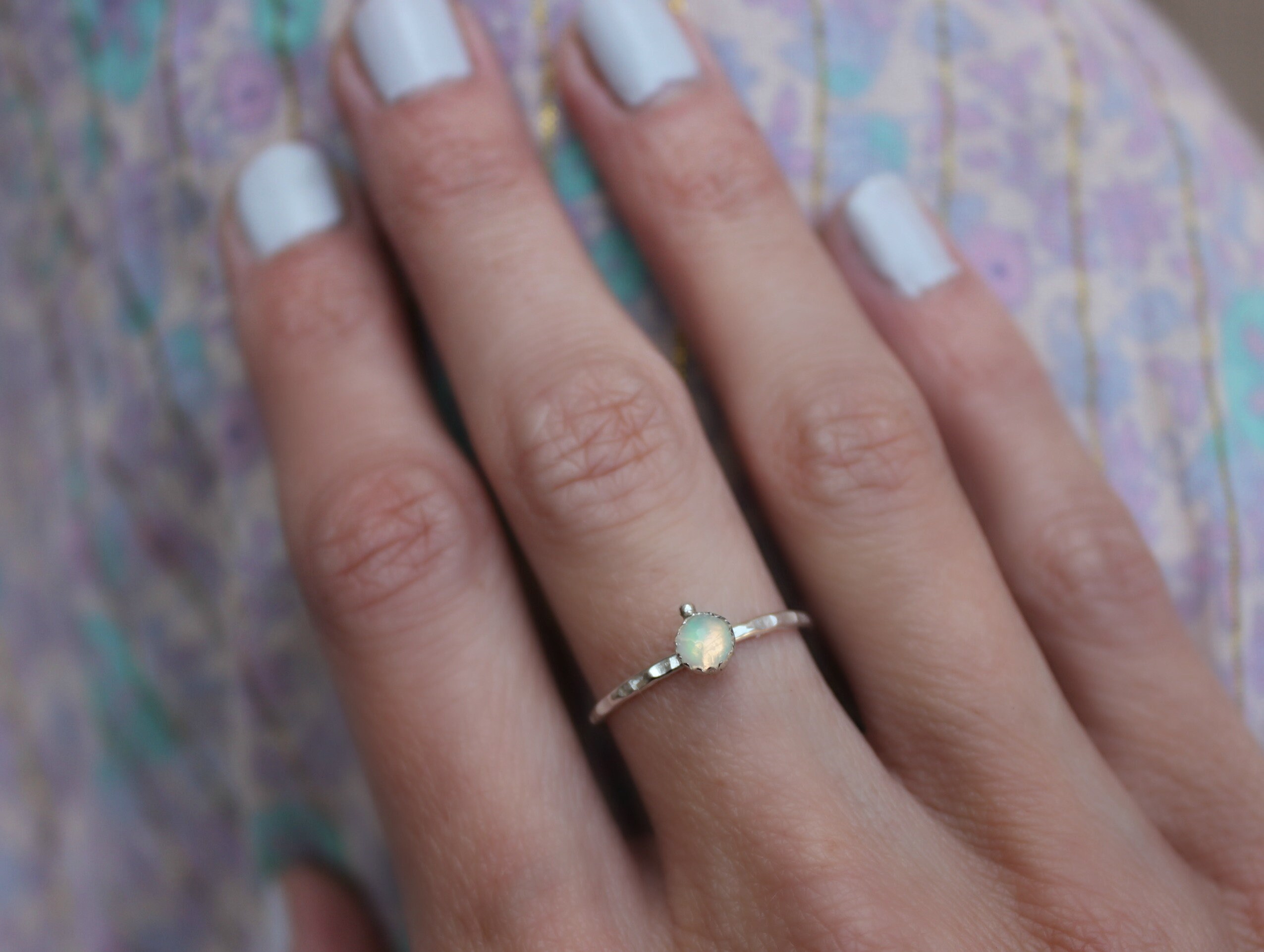 Opal Ring, Sterling Silver Ring, Stacking Ring, Rope Ring, Midi Ring ...