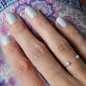 Gold Open Gemstone Ring - Double Opal Ring, 14k Gold Filled Ring ...