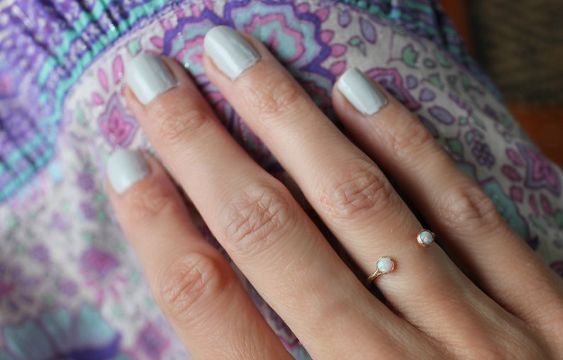 Gold Open Gemstone Ring Double Opal Ring 14k Gold Filled - Etsy