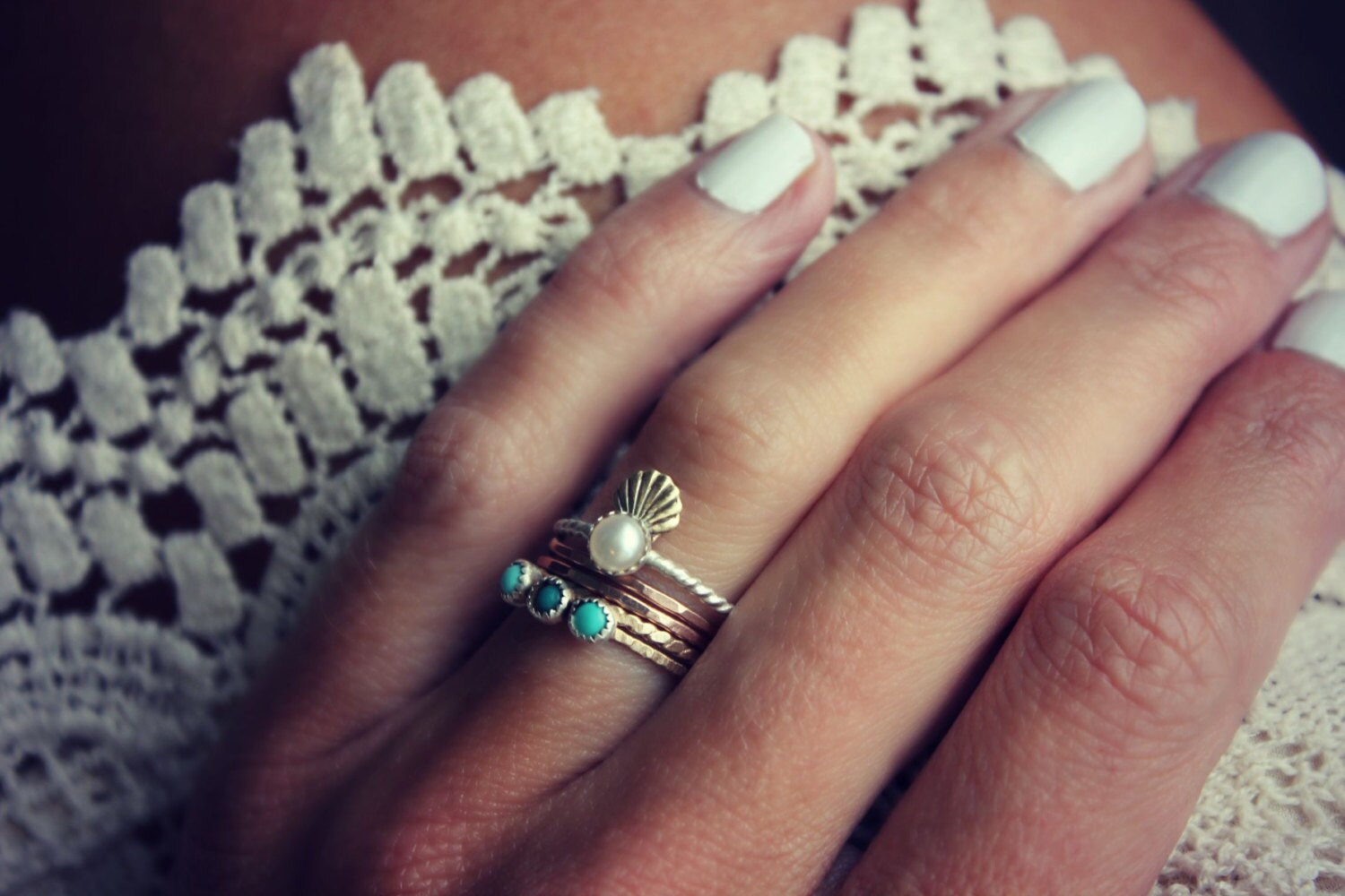 Pearl Ring Shell Ring Mermaid Ring Sterling Silver Ring - Etsy