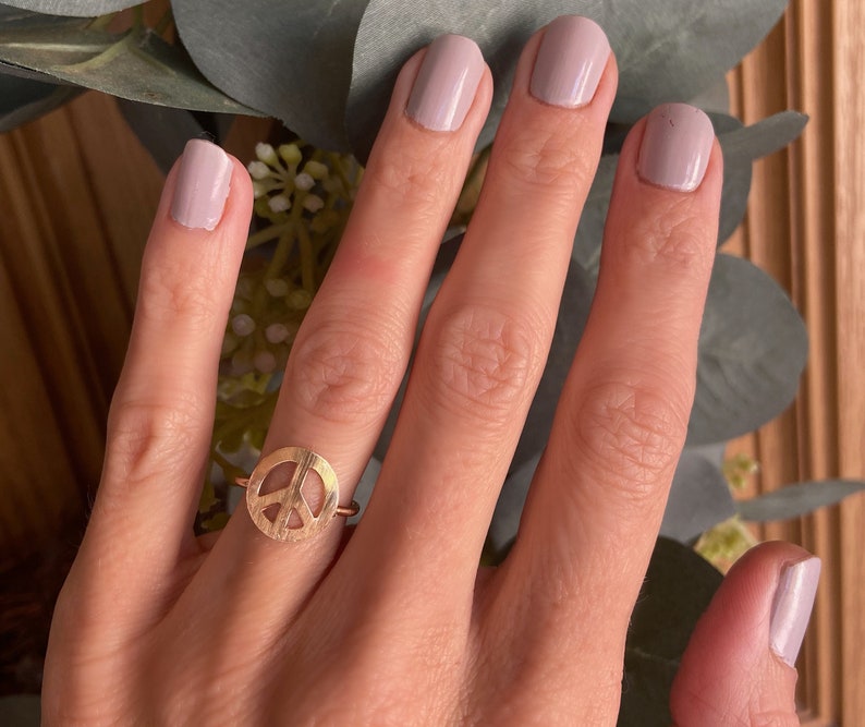 Gold Peace Symbol Ring 14k Gold Filled Ring Peace Sign Ring - Etsy