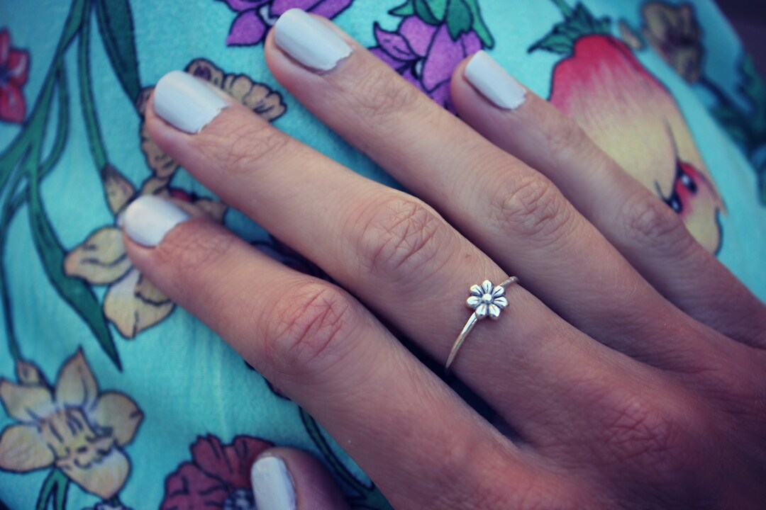 Flower Ring, Sterling Silver Ring, Stacking Rings, Midi Ring, Silver ...