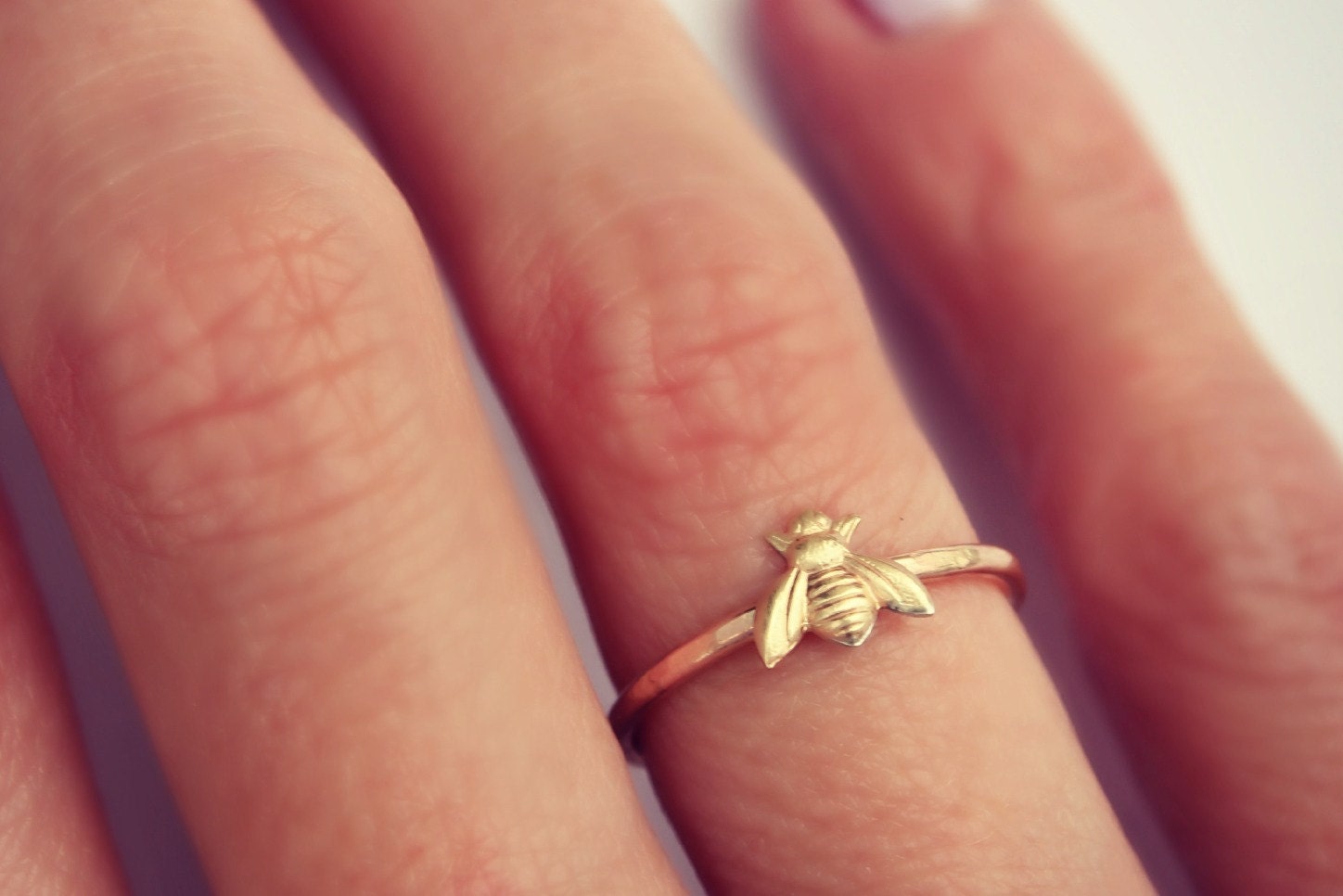 Gold Stacking Ring, Bee Ring, 14k Gold Fill Stacking Ring, Rustic ...